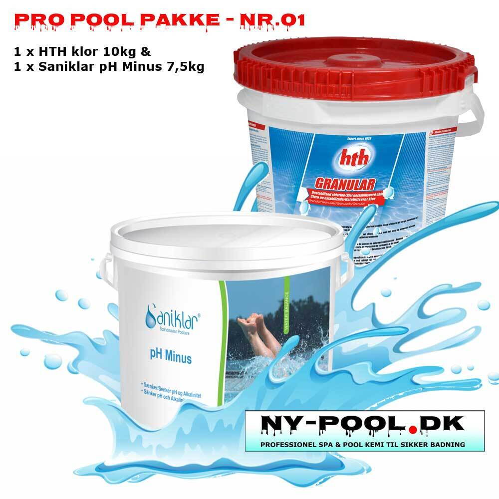 Pro Pool Pakke 1. HTH klor & Saniklar pH Minus Tilbud 1.210,00 DKK